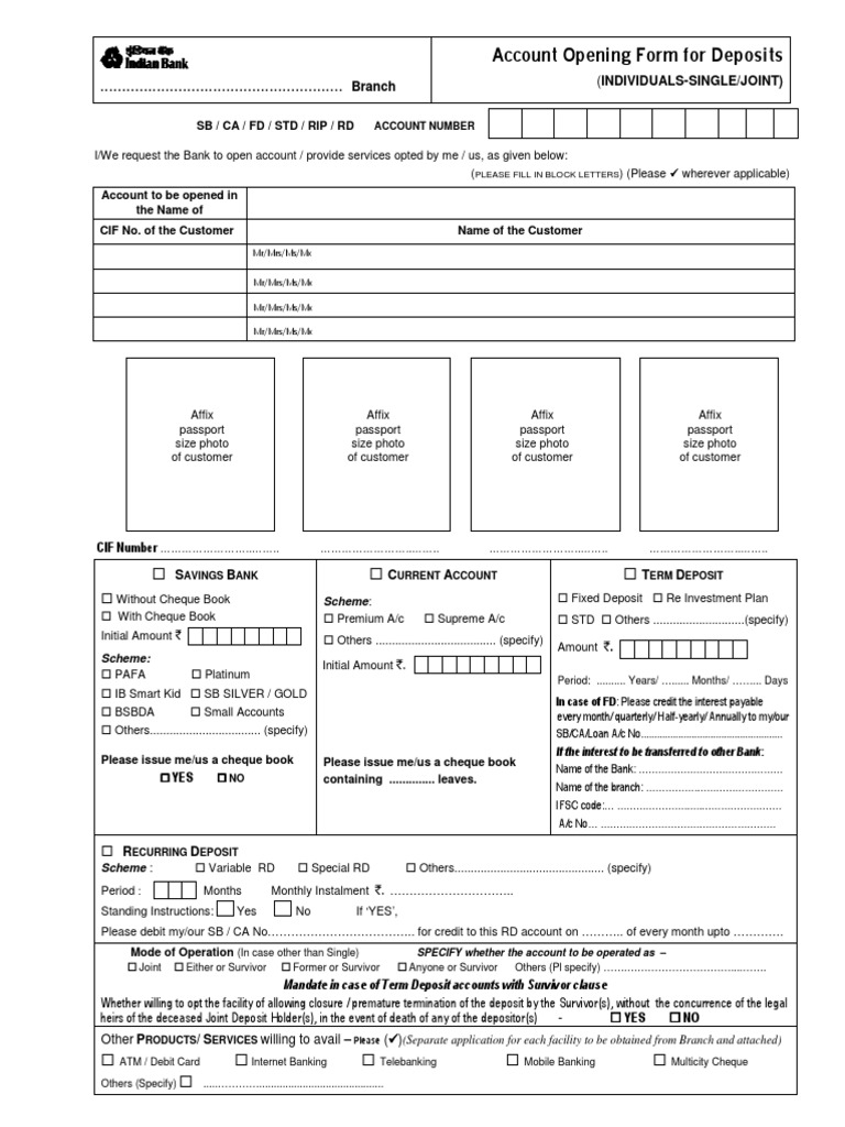 Bank Form Ib | PDF | Deposit Account | Transaction Account