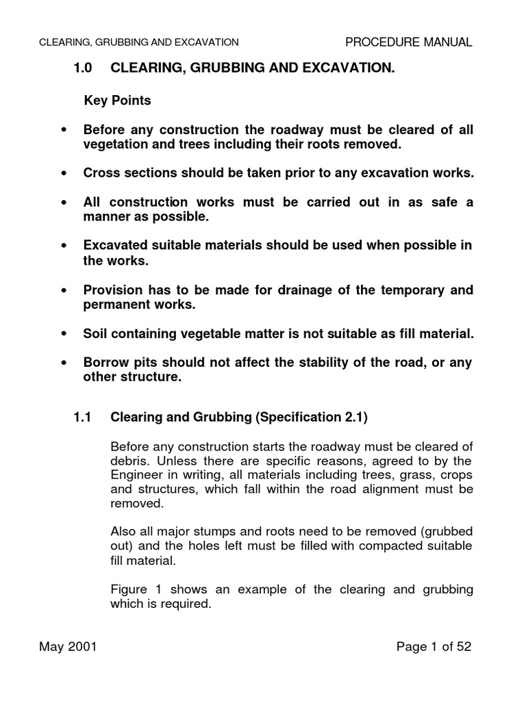 Clearing, Grubbing and Excavation PDF | PDF | Road | Drainage