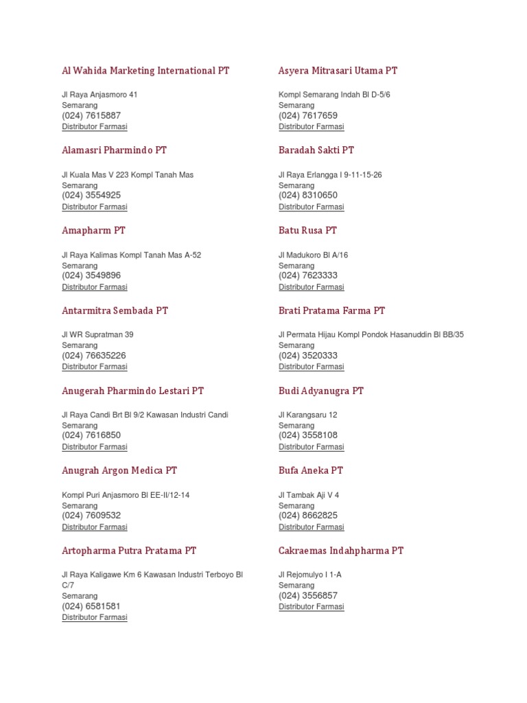 Daftar Distributor | PDF