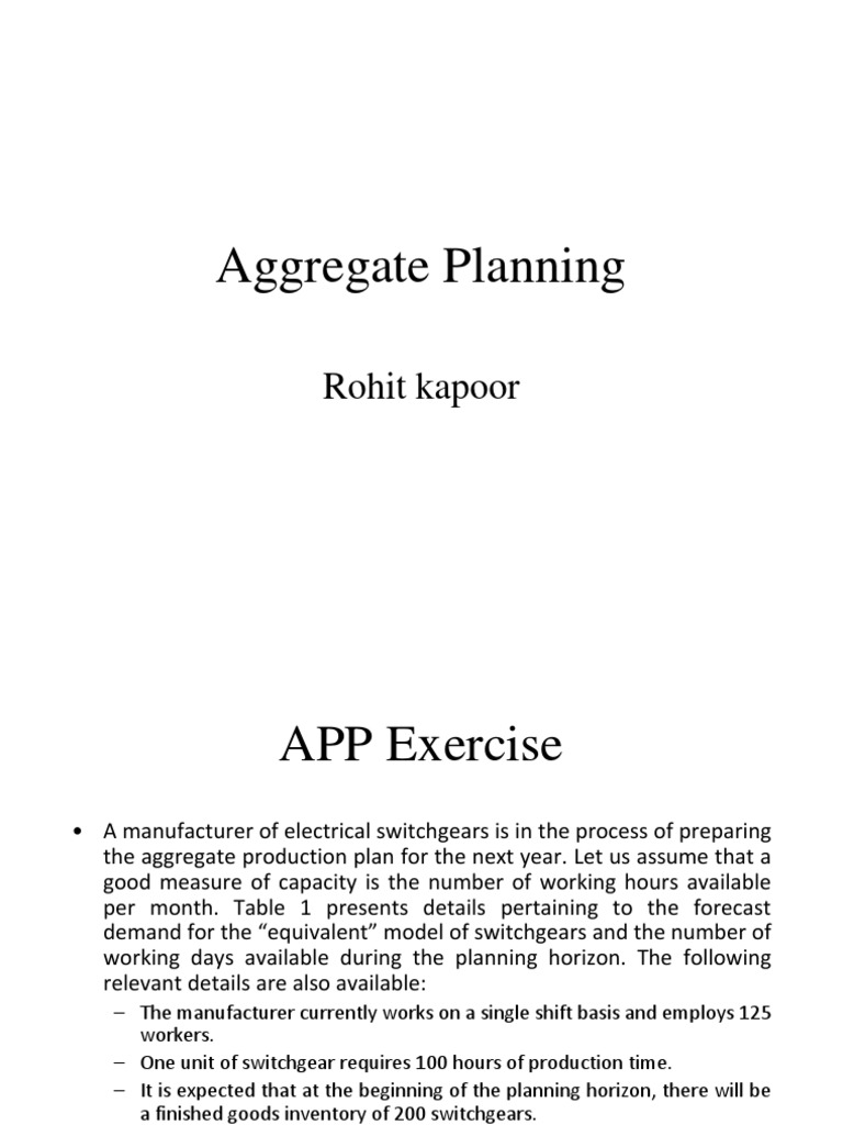 Aggregate Production Planning | PDF | Working Time | Inventory