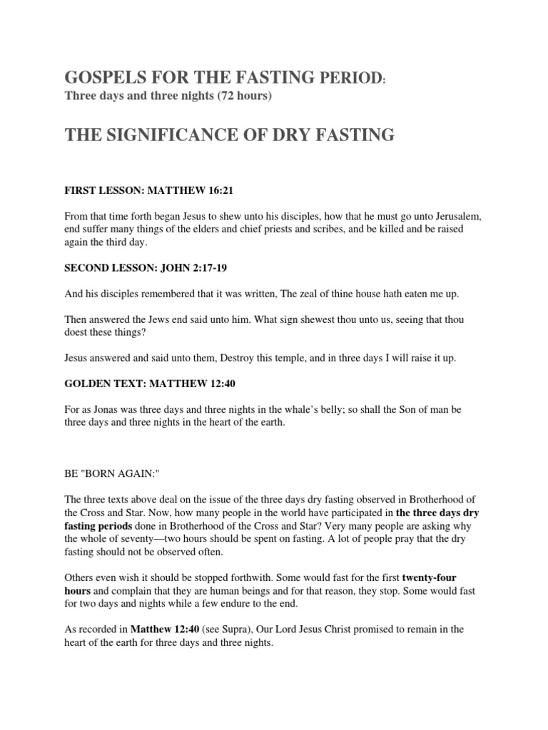 Significance of 3-Day Dry Fasting | PDF