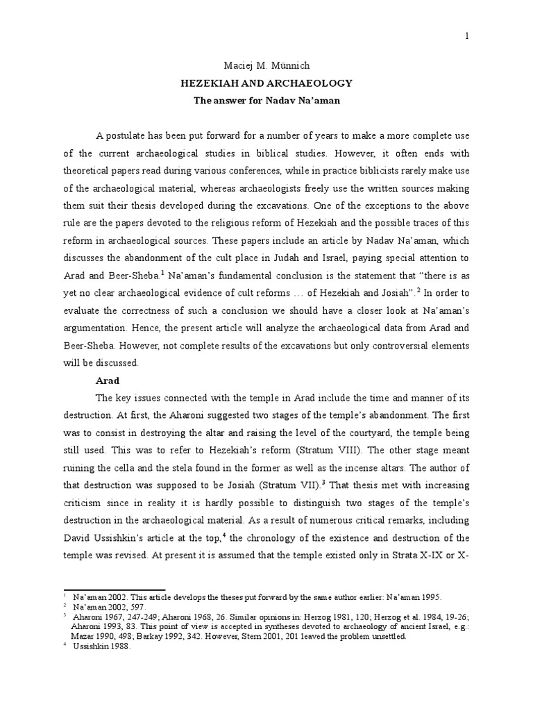 Hezekiah's Reform: Analyzing Na'aman's Claims | PDF