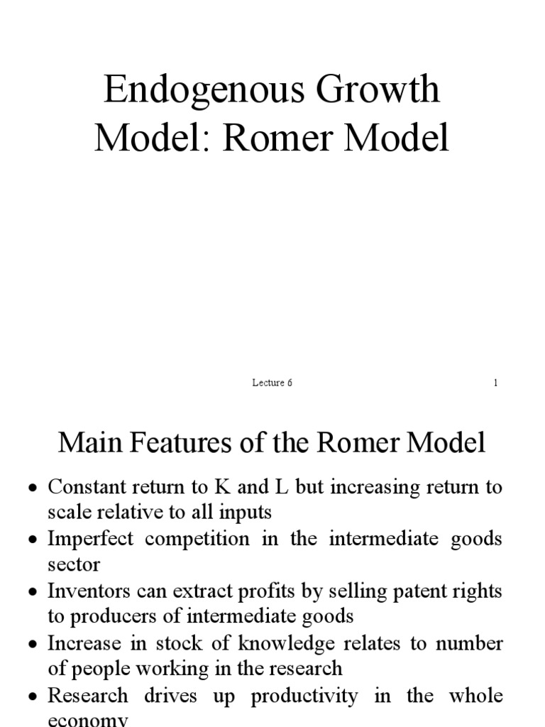 Endogenous Growth Model: Romer Model | PDF | Economies | Profit (Economics)