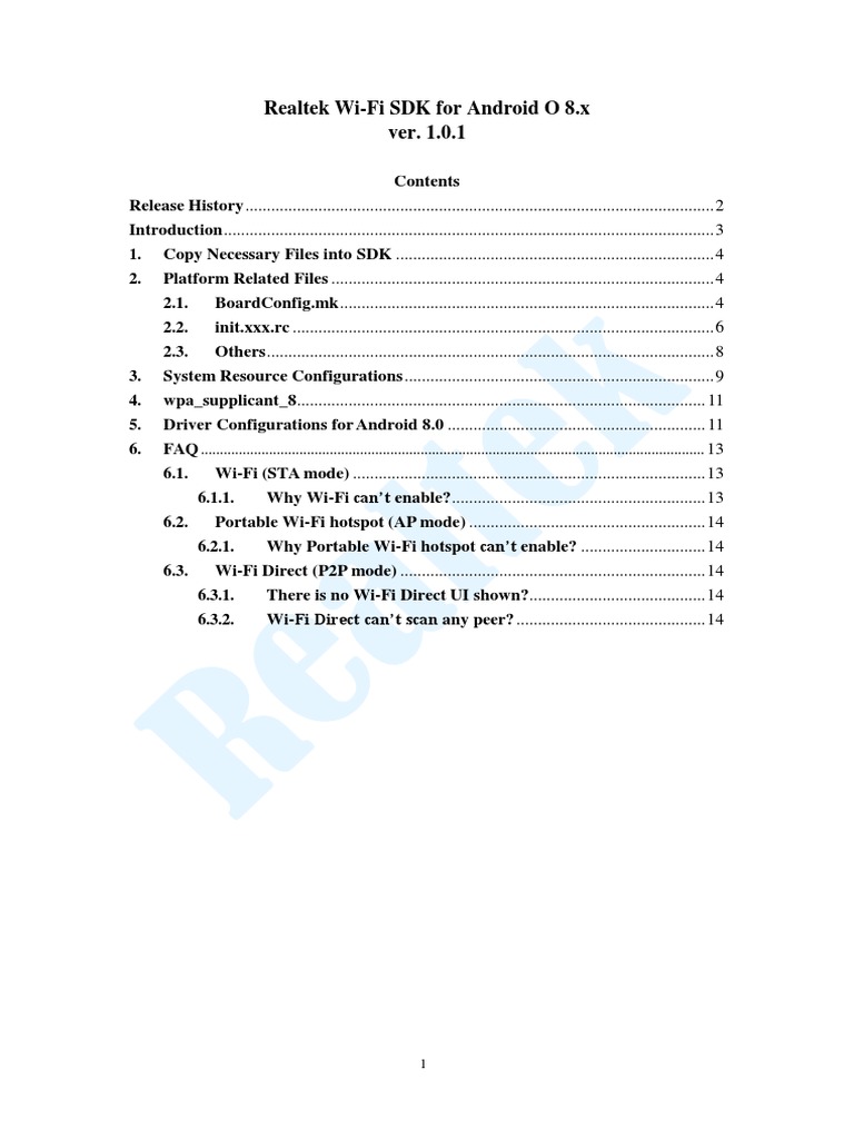 Realtek Wi-Fi SDK For Android O 8.0 PDF | PDF | Wi Fi | Device Driver