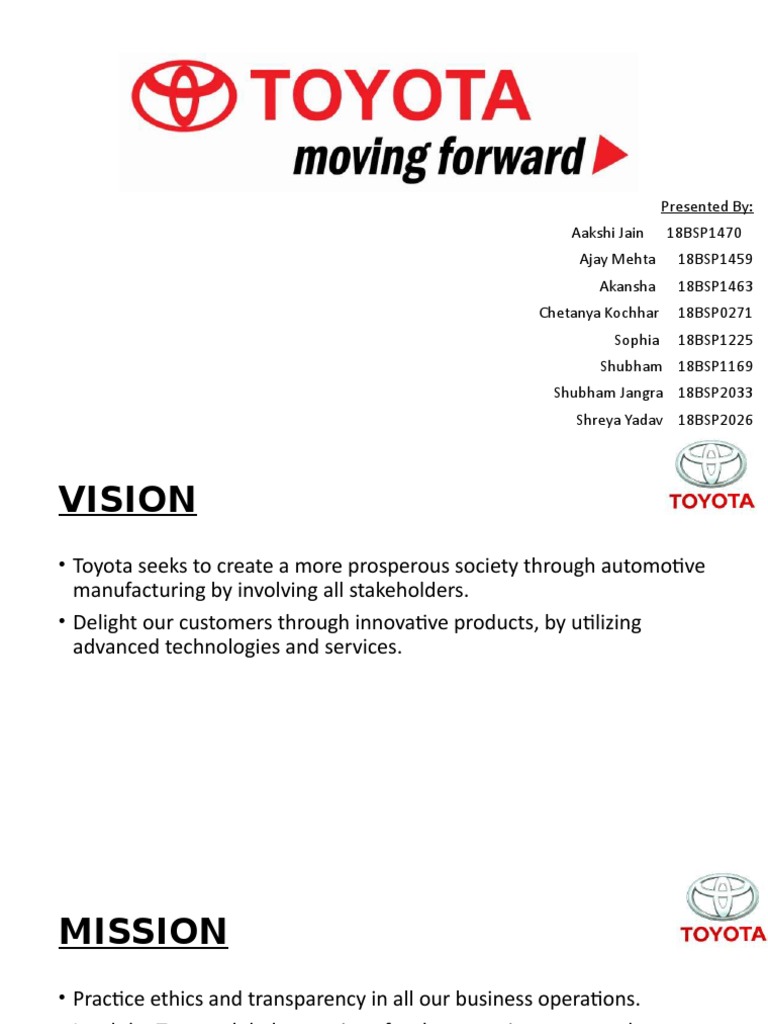 Toyota's Vision, Mission and Business Overview: An Analysis of Toyota's ...