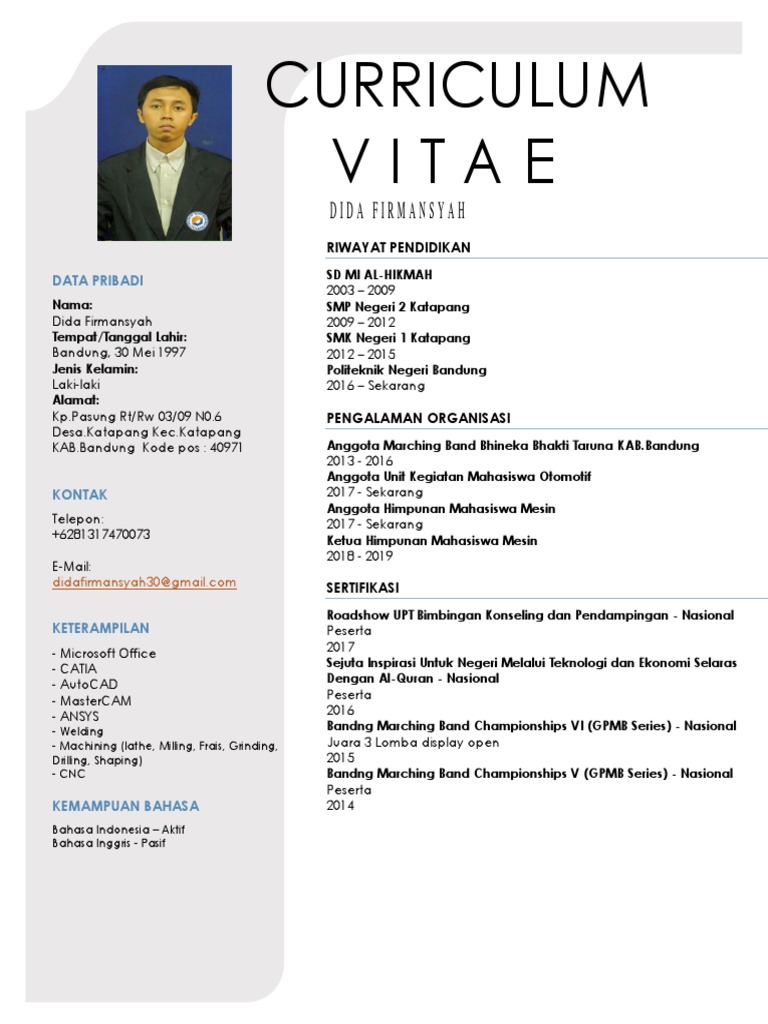 Curriculum Vitae (CV) (M Rafi Maulana) | PDF