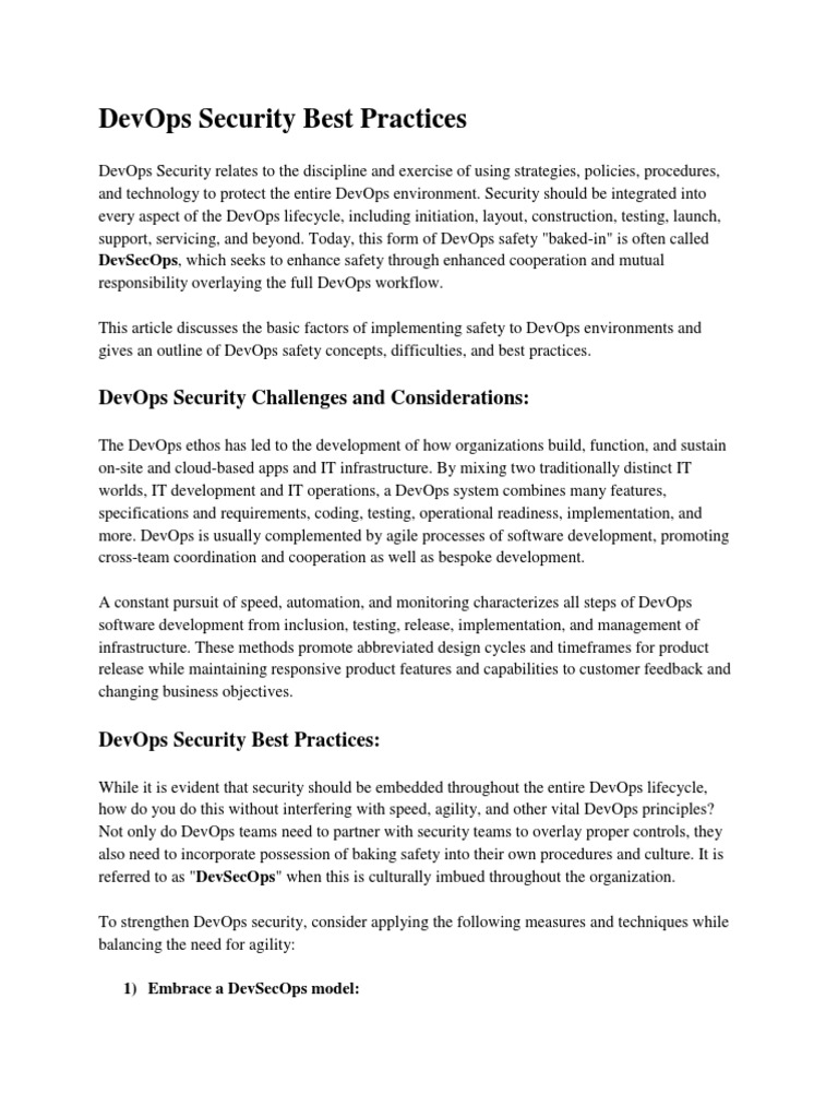 DevOps Security Best Practices | PDF | Computer Security | Security
