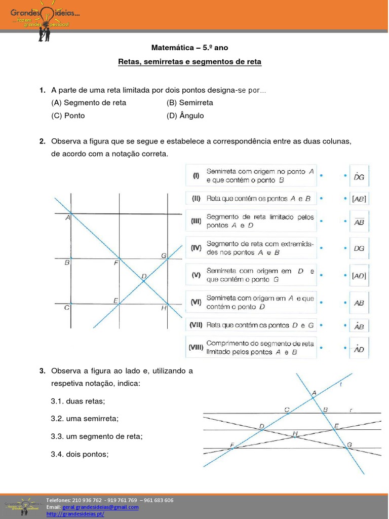 MAT5 T3 01 Retas Semirretas e Segmentos de Reta | PDF | Linha ...