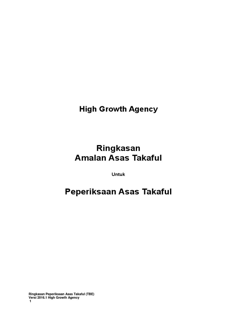 Ringkasan Takaful TBE | PDF