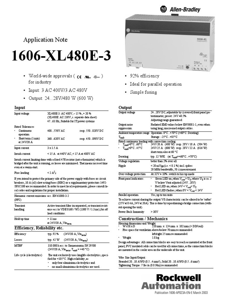 Datasheet - 1606-XL480E-3 | PDF | Alternating Current | Fuse (Electrical)