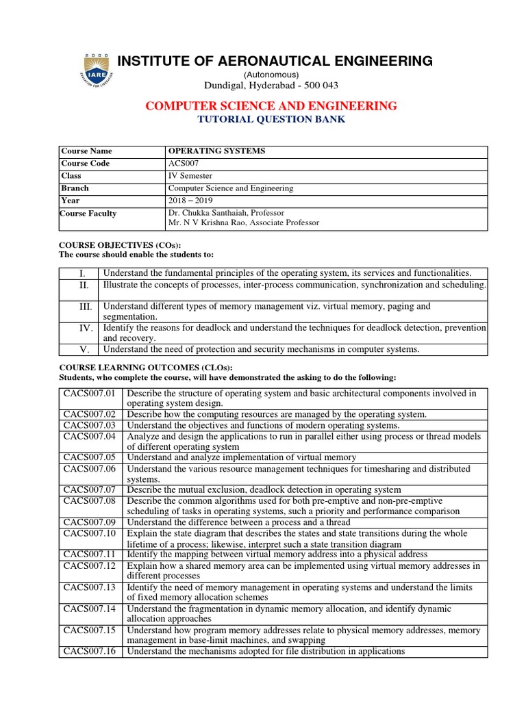 Operating Systems Question Bank | PDF | Scheduling (Computing) | Operating System