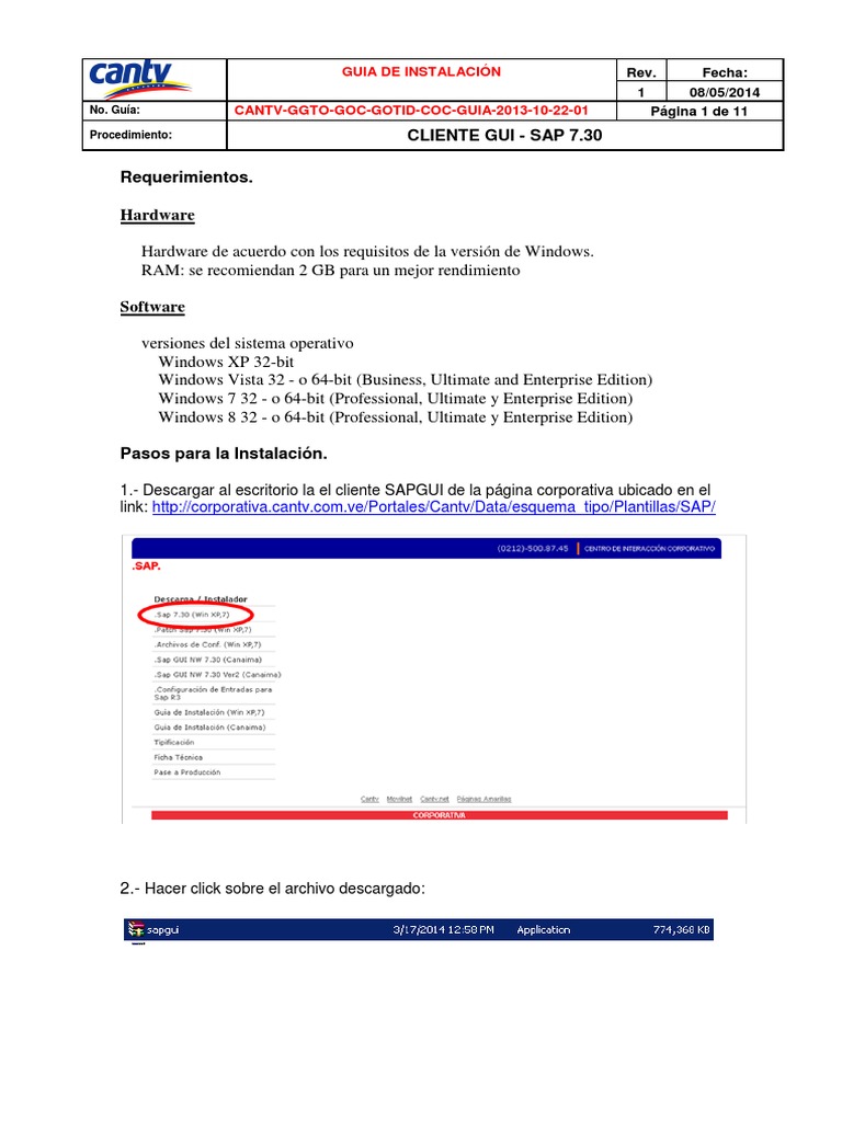 Guia Instalación Cliente Sap Gui 730 PDF | PDF | Windows 7 | Microsoft ...