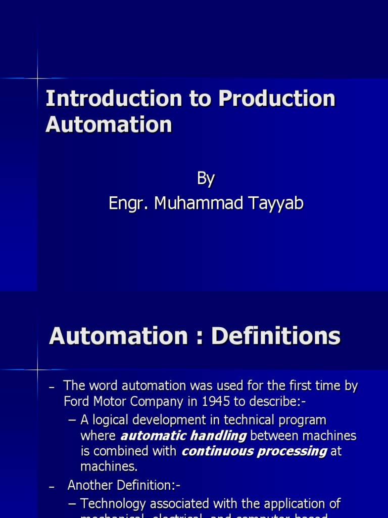 Lecture - 1 Introduction To Manufacturing Automation | PDF | Automation ...