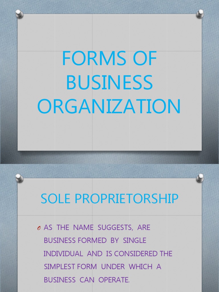 Forms of Business Organization | PDF | Partnership | Sole Proprietorship