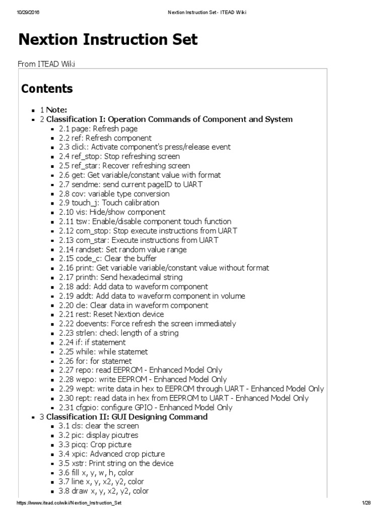 Nextion Instruction Set Overview | PDF | String (Computer Science ...