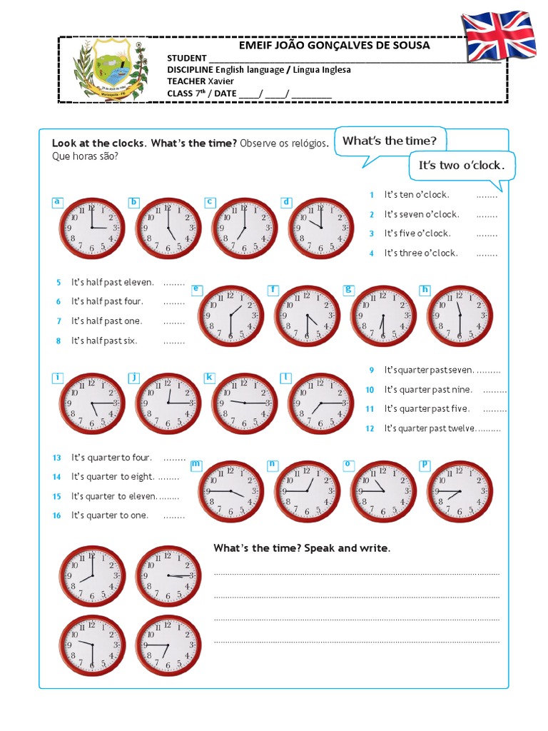 Horas em Inglês Exercício | PDF | Nature