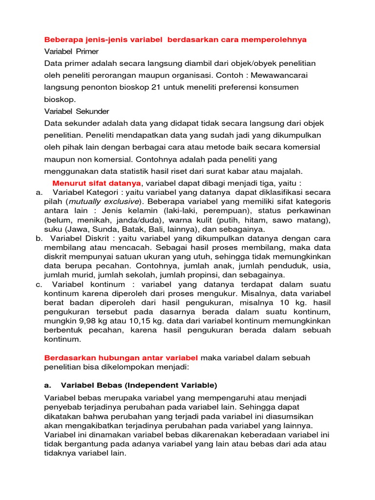 Macam-Macam Variabel | PDF