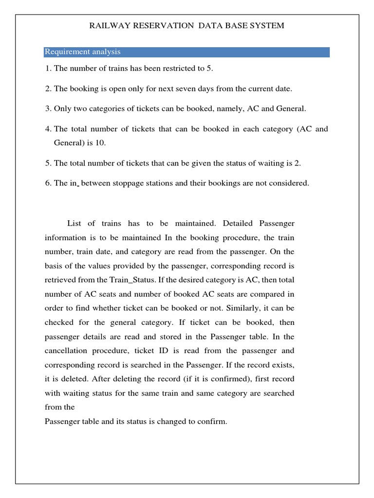 Railway Reservation System Er Diagram | PDF | Databases | Information Science