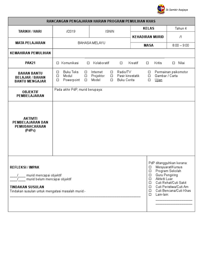 Template RPH Sepanjang Minggu Baru | PDF