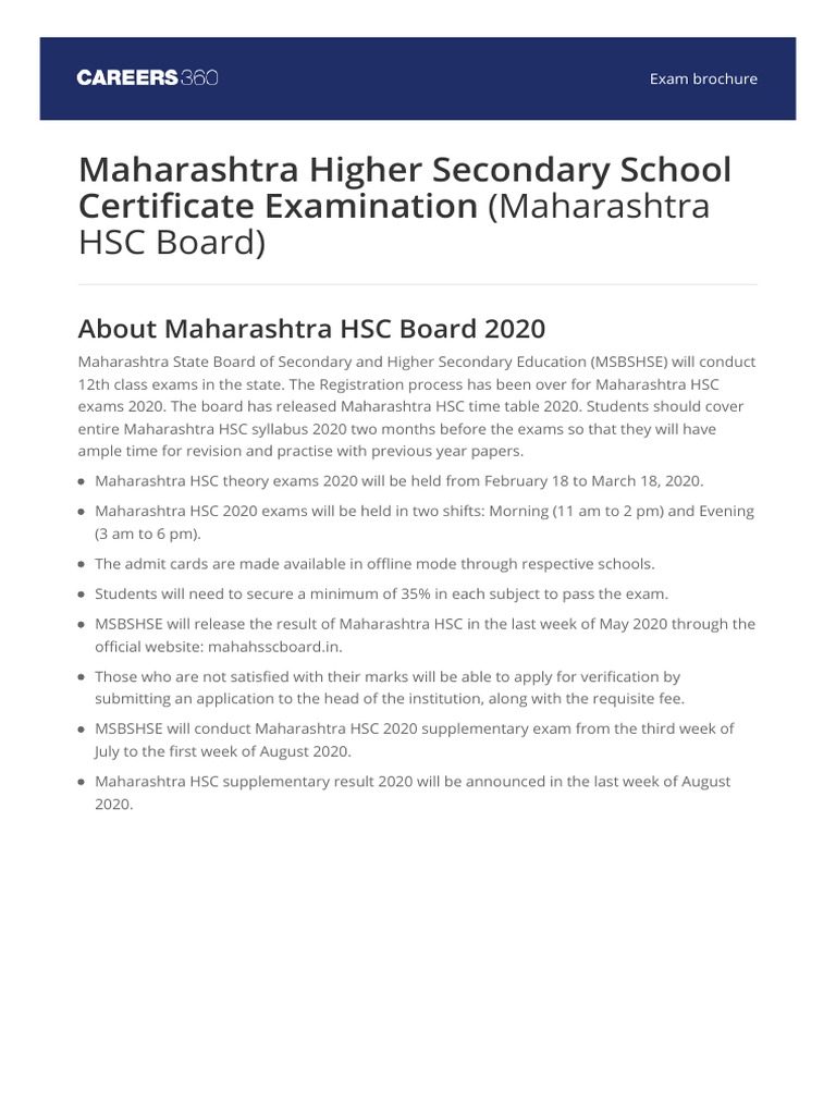 Maharashtra HSC Board Brochure | PDF | Test (Assessment) | Online And ...