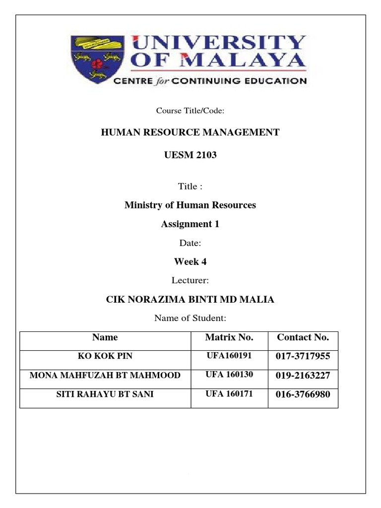 Contoh Tugasan 1 HRM PDF | PDF