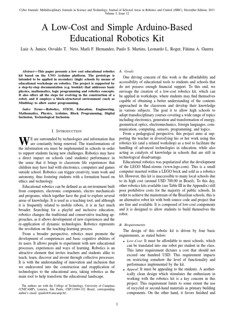 Low Cost Arduino Projects Pdf Arduino Robotics