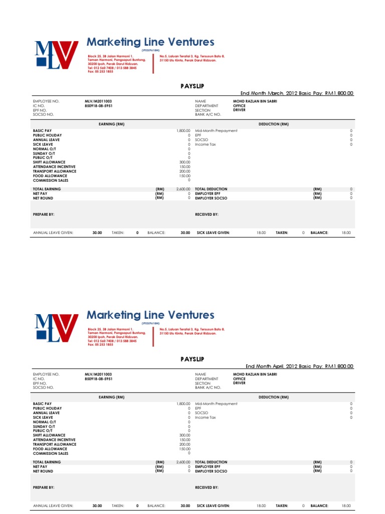 Contoh Membuat Payslip Slip Gaji | PDF | Services (Economics) | Taxation