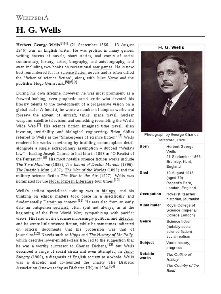 Notes Author Details H. - G. - Wells | PDF | H. G. Wells