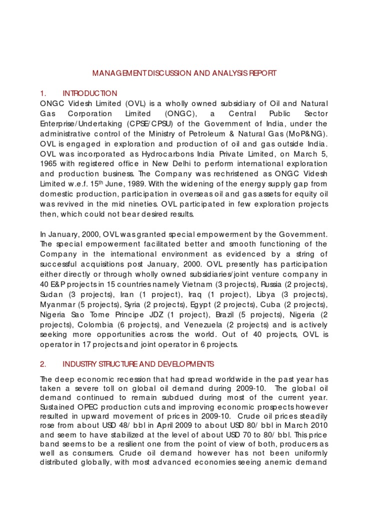 Management Discussion and Analysis Report | Download Free PDF ...