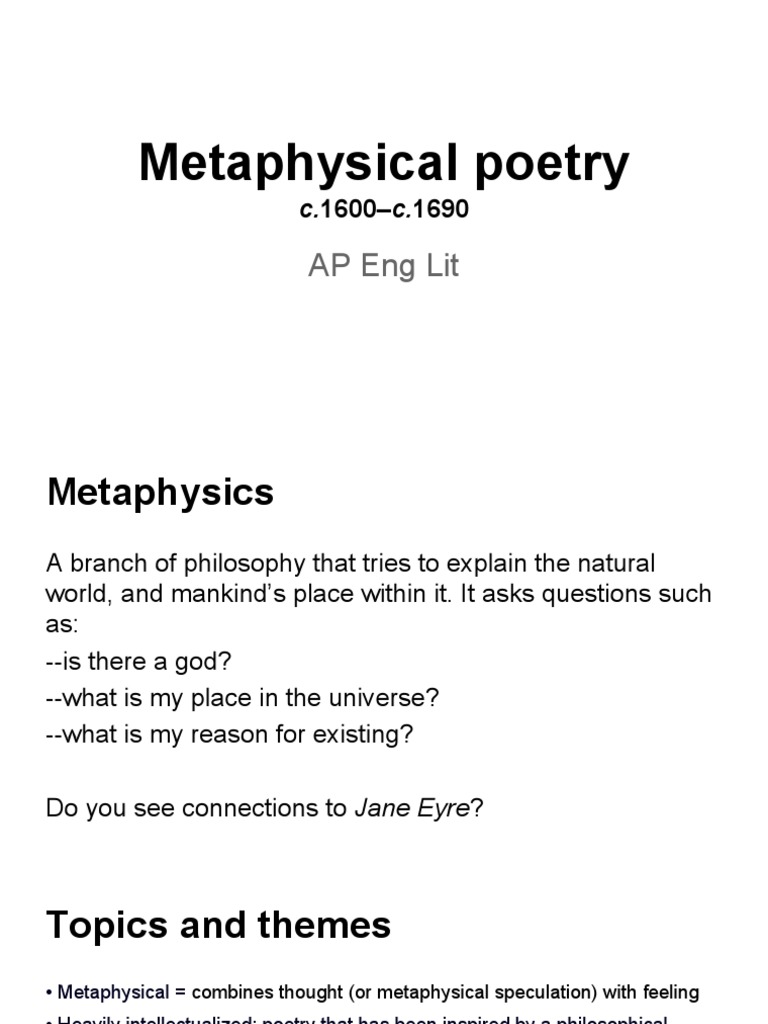 Metaphysical Poetry PDF | PDF | Metaphysics | T. S. Eliot
