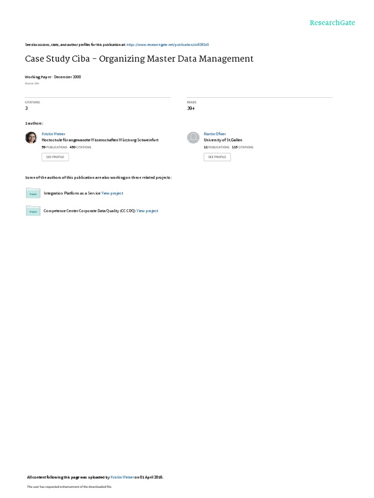 Data Governance Case Study Ciba | PDF | Novartis | Business Process