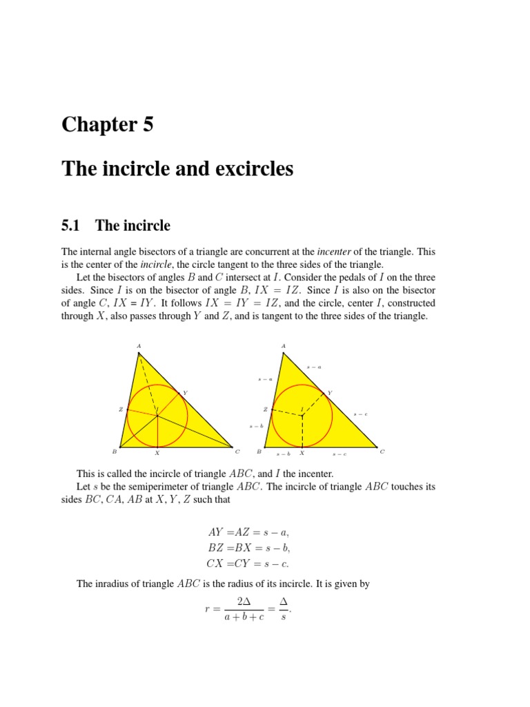 The Incircle and Excircles: Calculating Radii and Areas Using Similar ...