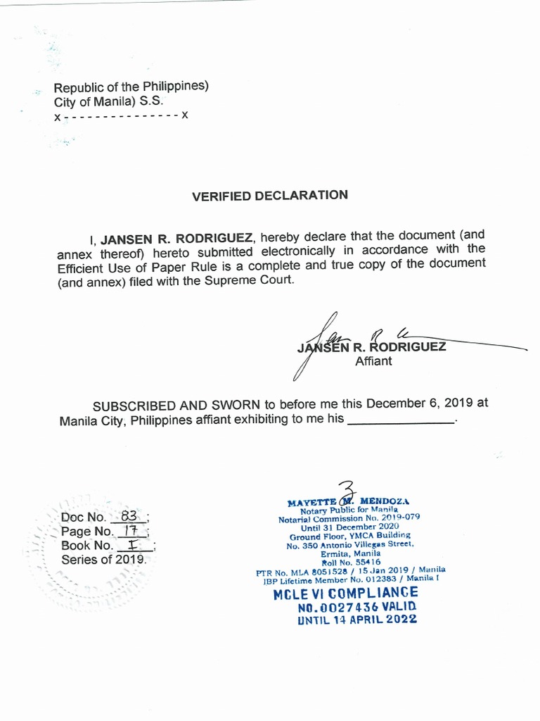 Verified Declaration | PDF