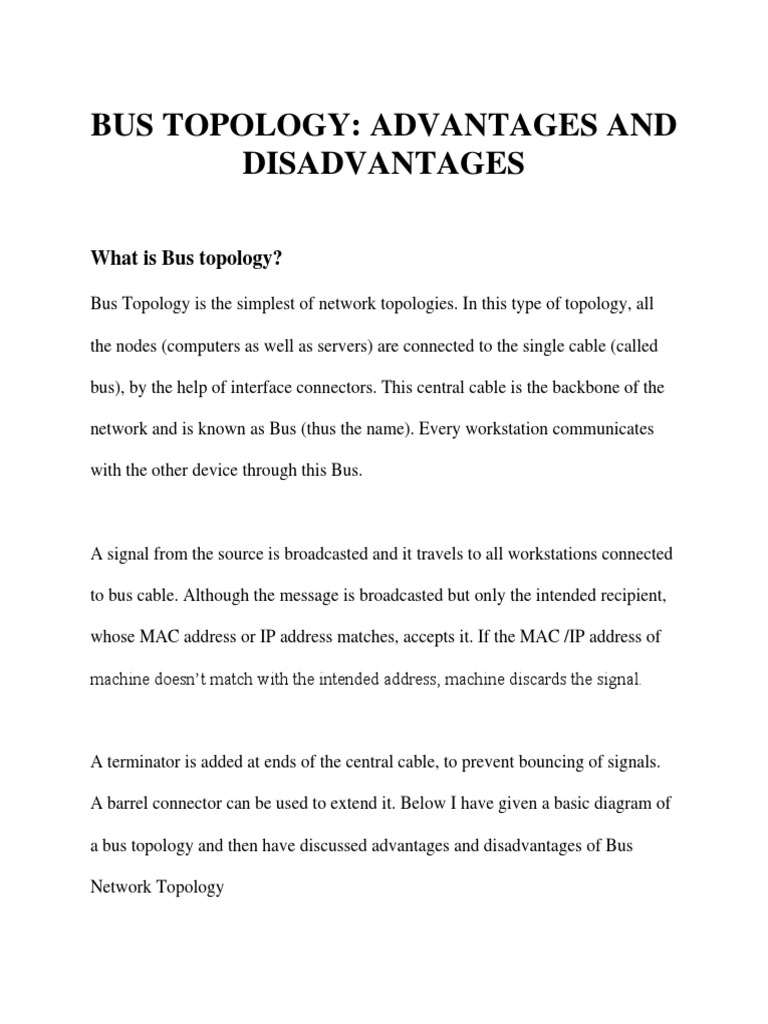 Bus Topology Advantages and Disadvantages | PDF