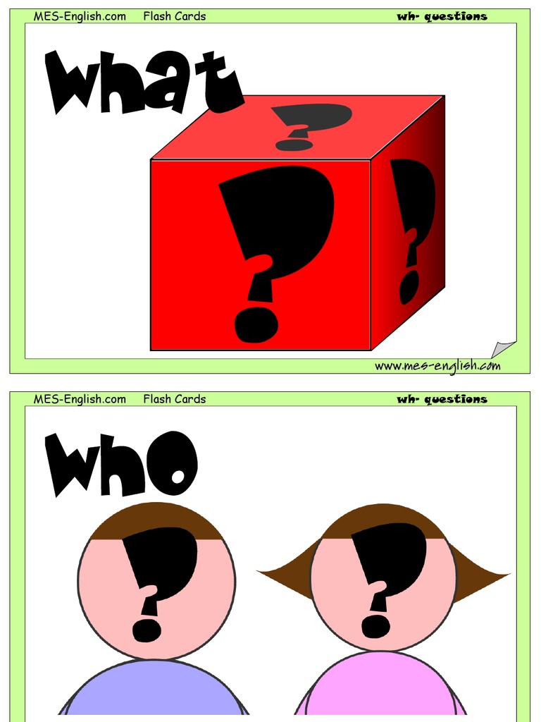 WH Questions Flashcards PDF | PDF | Language Arts & Discipline ...