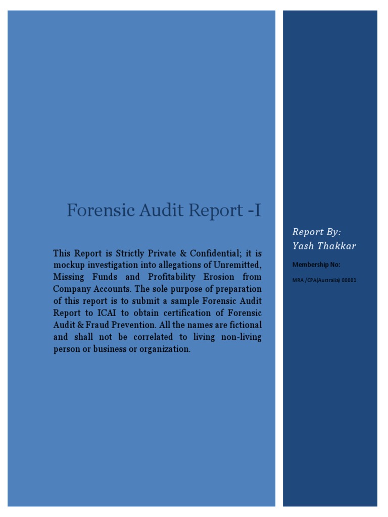 Forensic Audit Report | PDF | Financial Audit | Risk