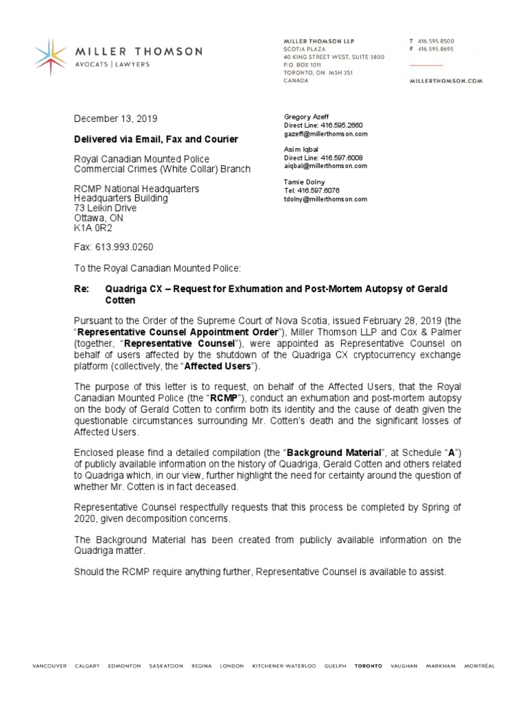 Quadriga CX: Request for Autopsy | PDF