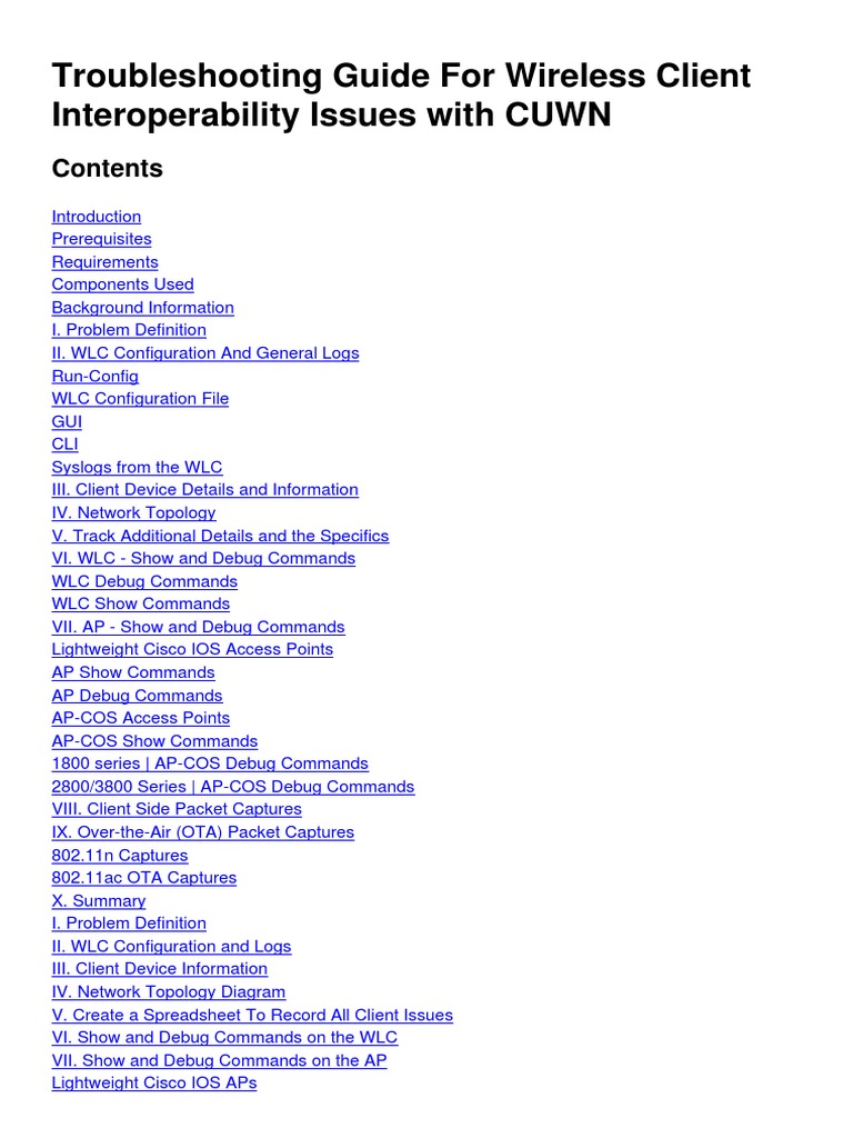 Cisco Wireless Troubleshooting Guide | PDF | Wireless Lan | Command ...