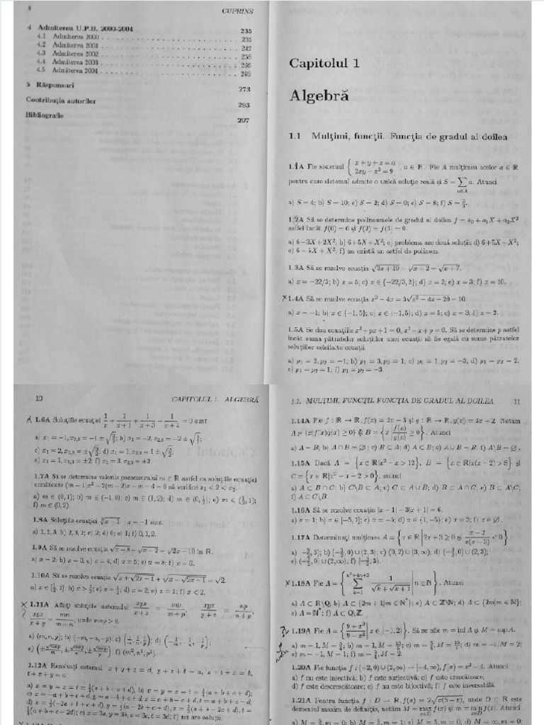 Culegere Admitere Matematica Politehnica Bucuresti | PDF