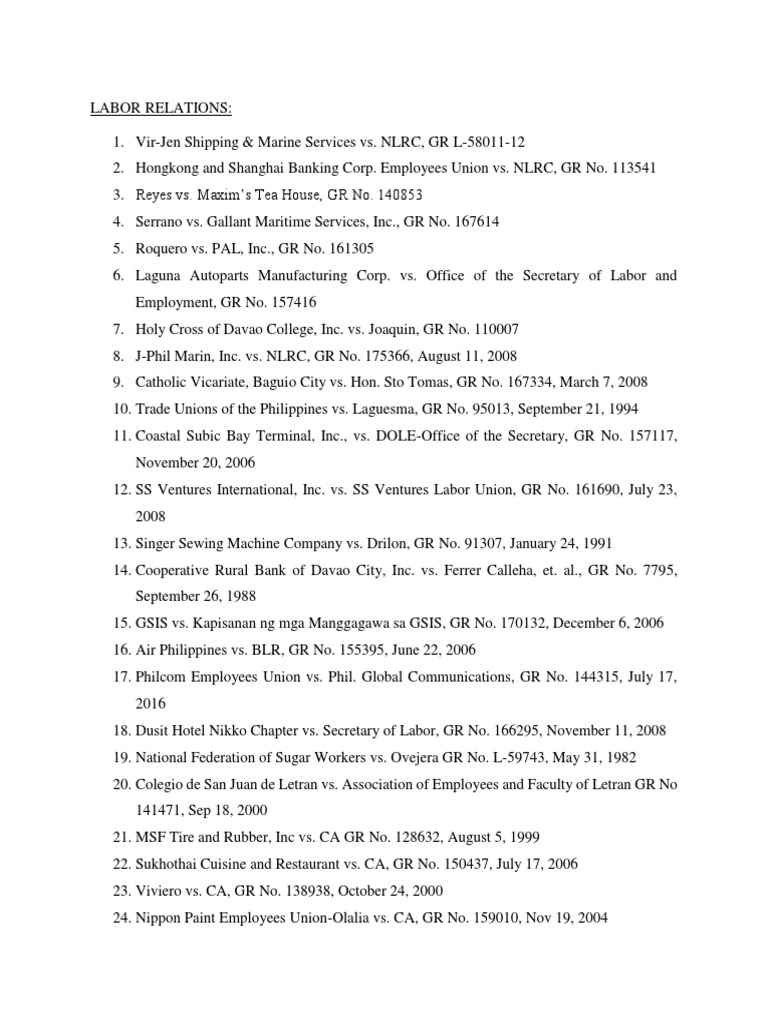 Labor Cases List | Download Free PDF | Trade Union | Business