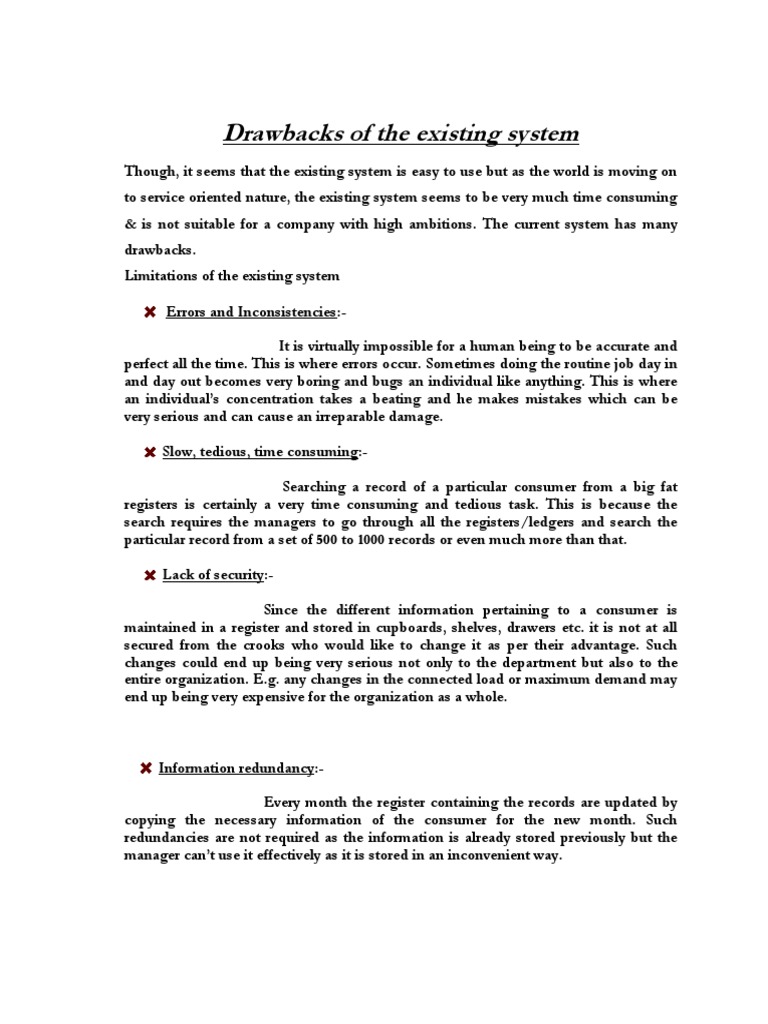 Drawbacks of The Existing System | PDF | Database Transaction | Customer