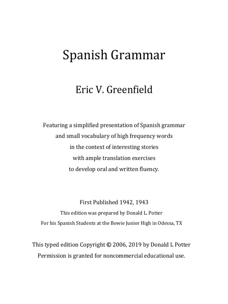 Spanish Grammar PDF | PDF | Perfect (Grammar) | Grammatical Tense