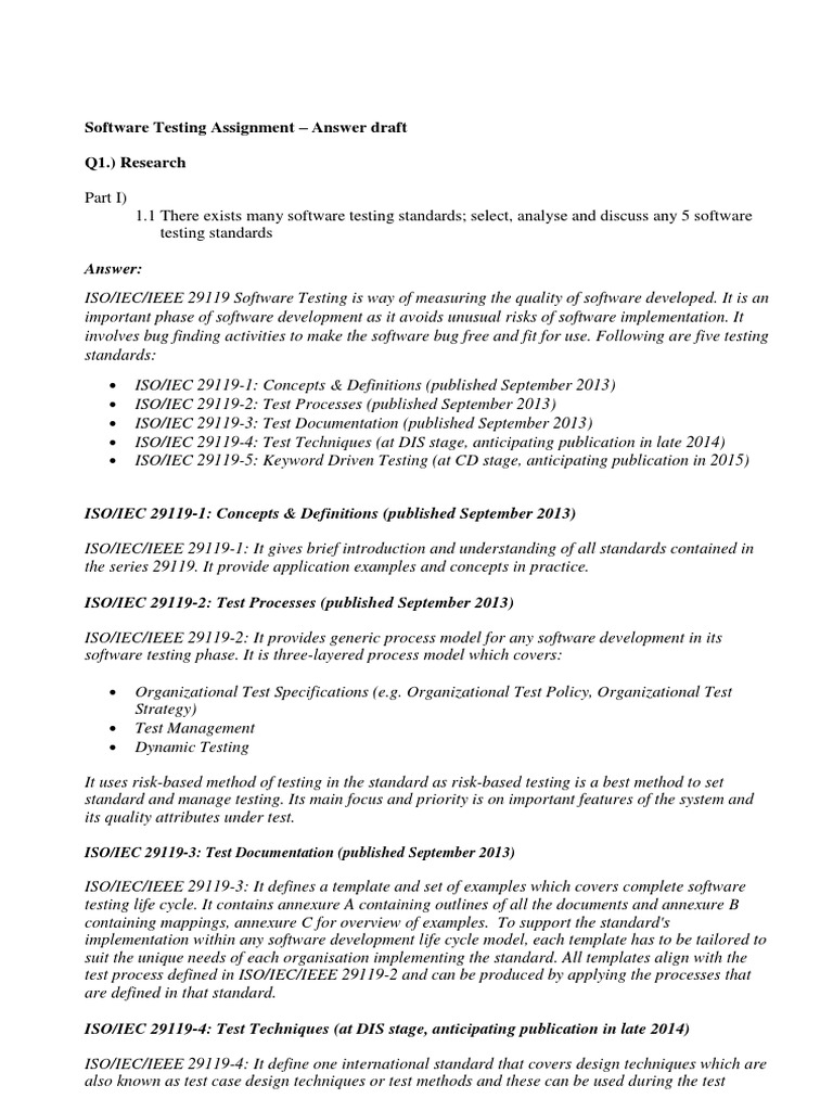 Software Testing Assignment - Answer Q1 | PDF | Software Testing ...