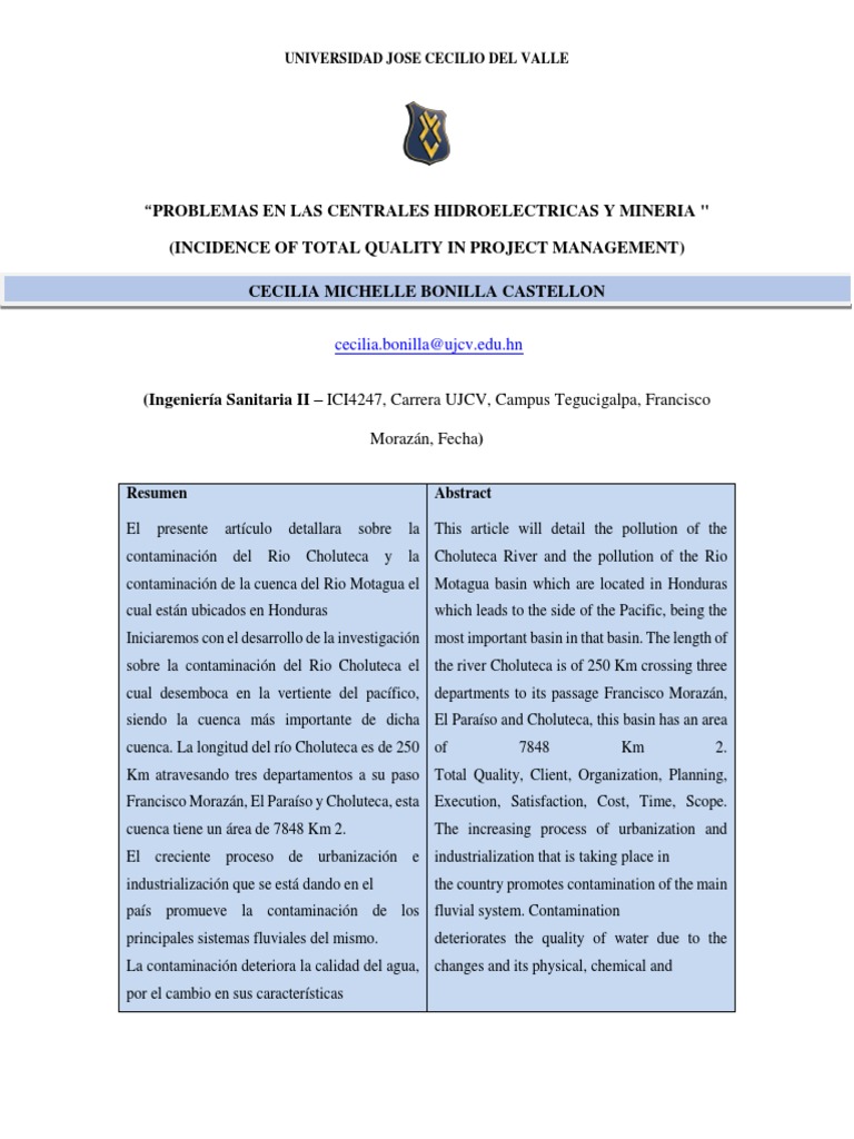 Articulo Rio Motagua y Choluteca FINAL | PDF | Honduras | Residuos Articulo Rio Motagua y Choluteca FINAL | PDF | Honduras | Residuos