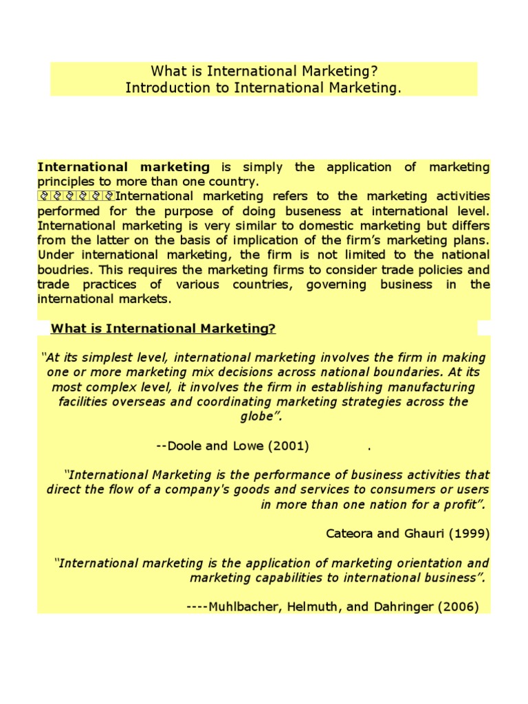 Introduction to International Marketing | PDF | Imports | Exports