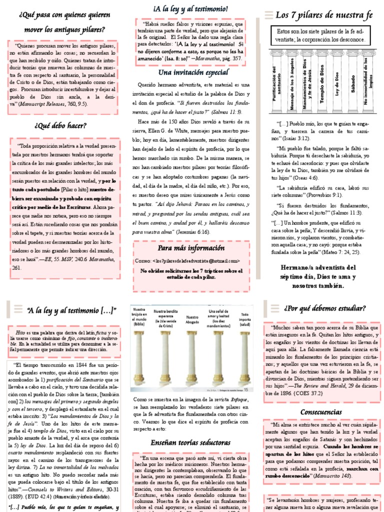 Los 7 Pilares | PDF | Fe | Iglesia Adventista del Séptimo Día