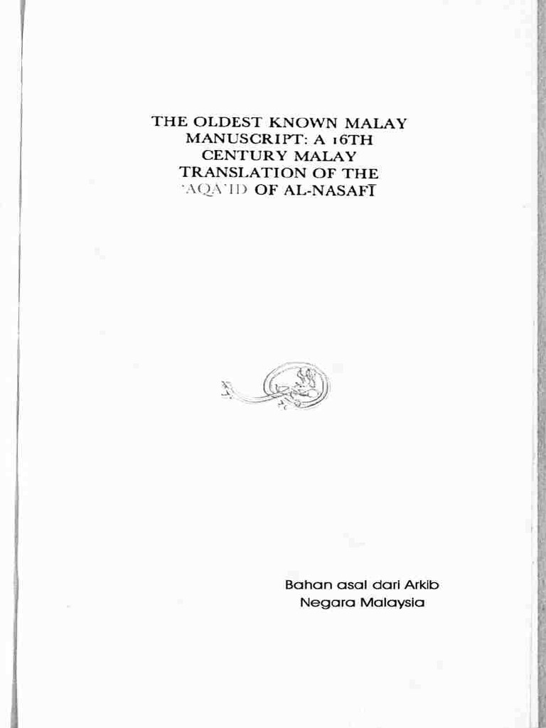 Prof Al - Attas - The Oldest Known Malay Manuscript A 16th Century ...