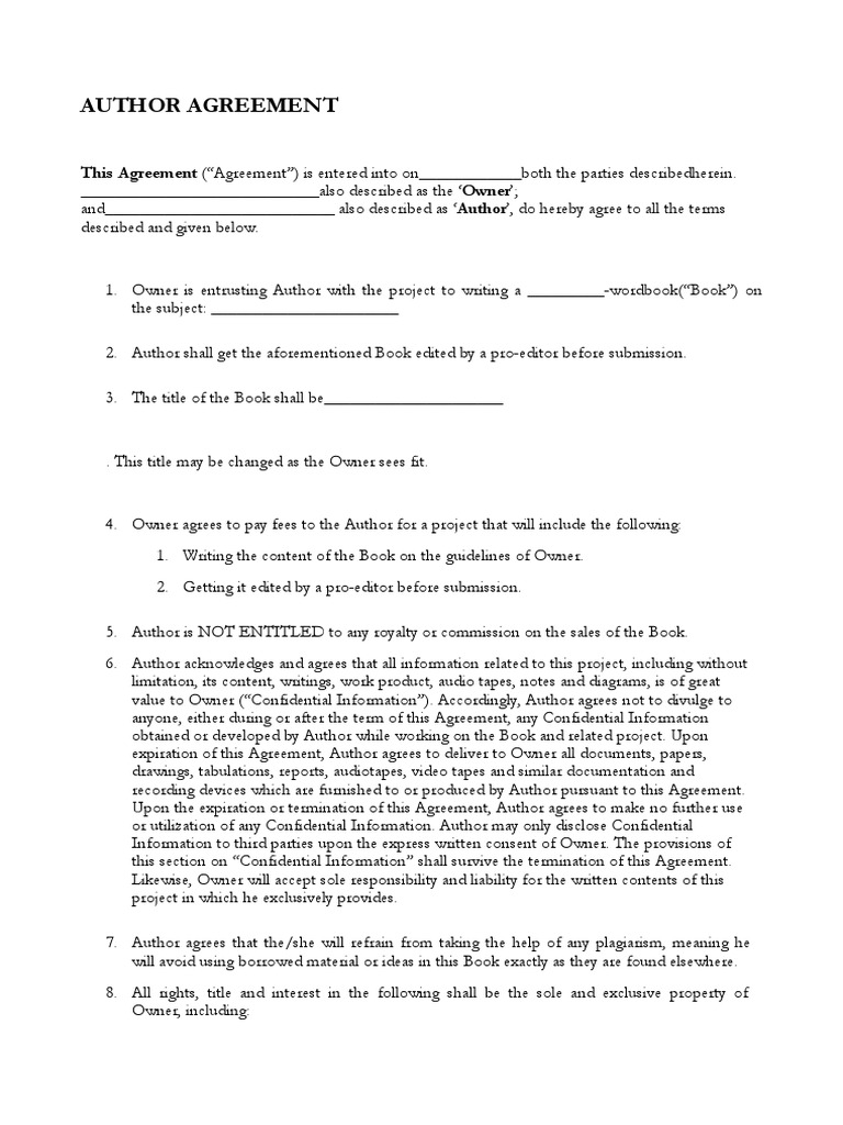 Author Agreement | PDF | Books | Copyright