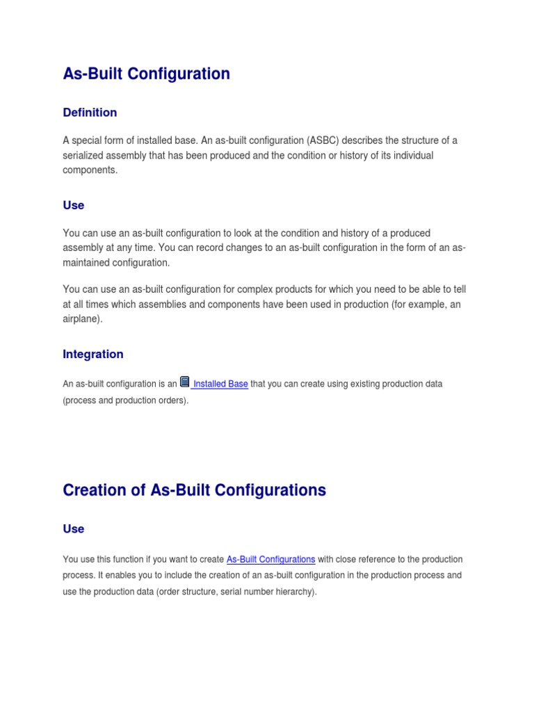 Production As Built Configuration-Example | PDF | Barcode | Logistics