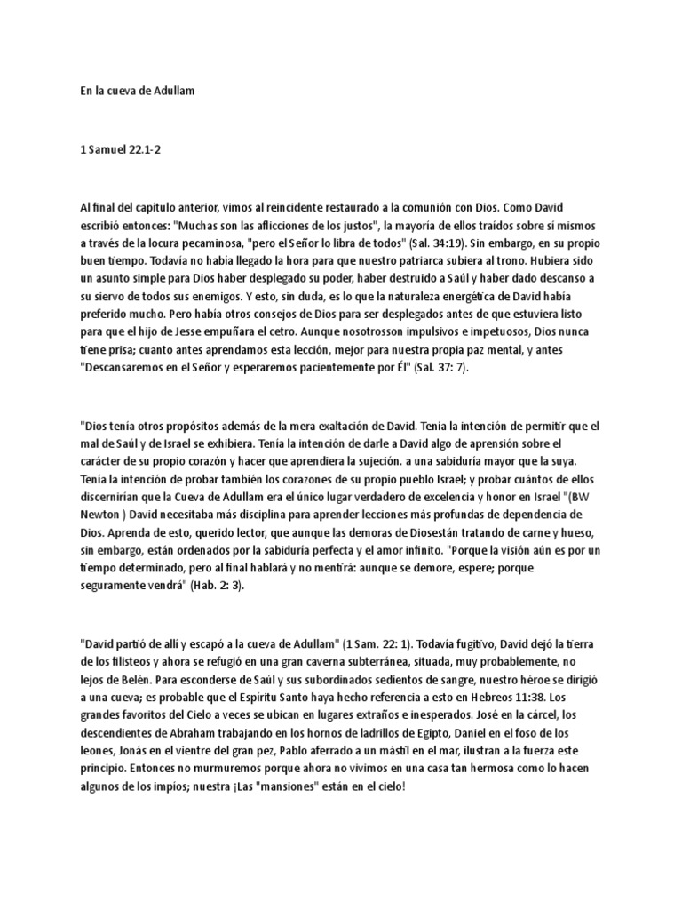 En La Cueva De Adulam Pdf David Pecado
